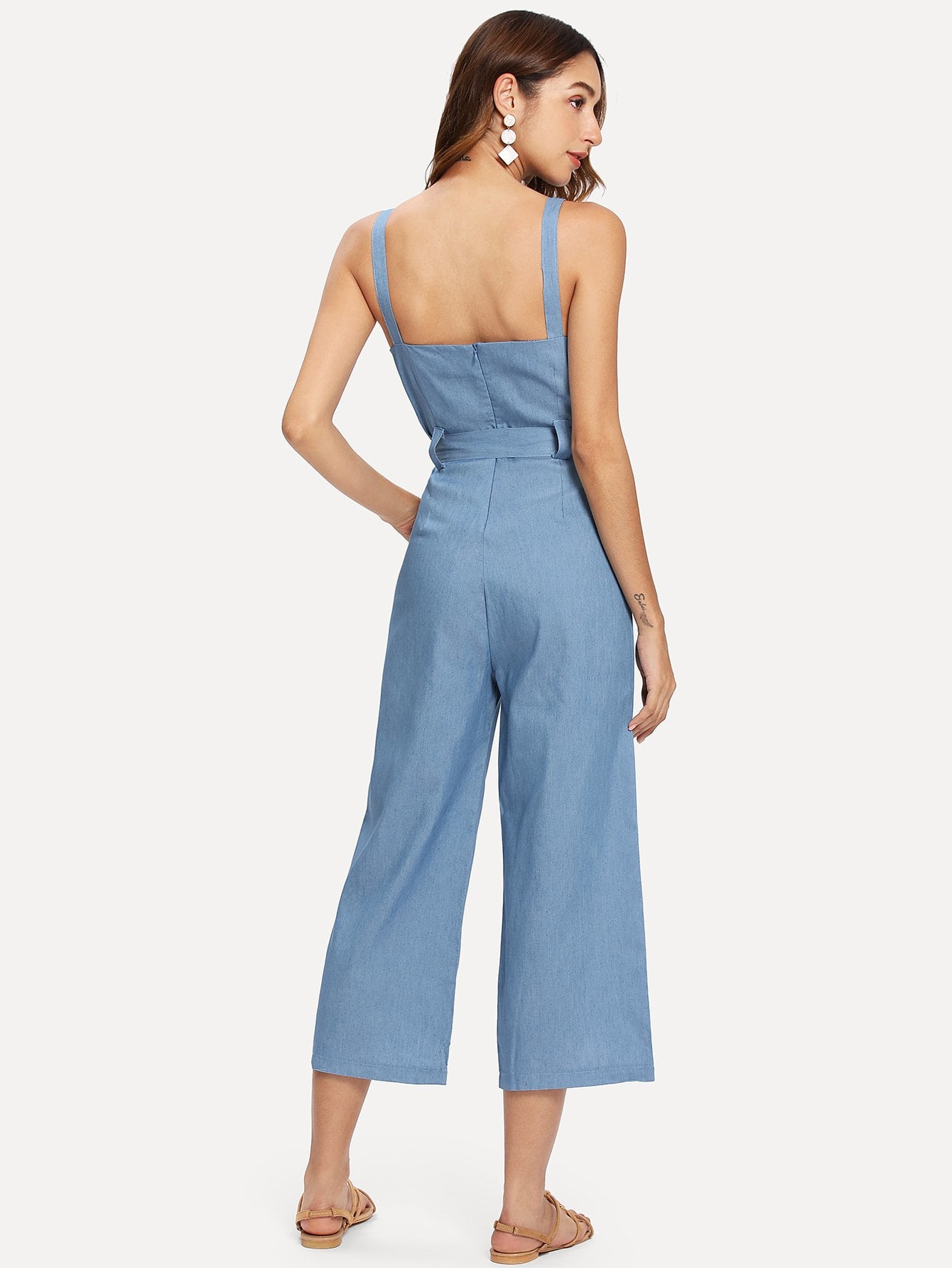 Overol azul con cinturón – Seven Store