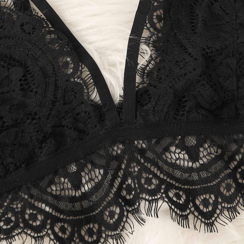 Bralette de encaje floral negro – Seven Store